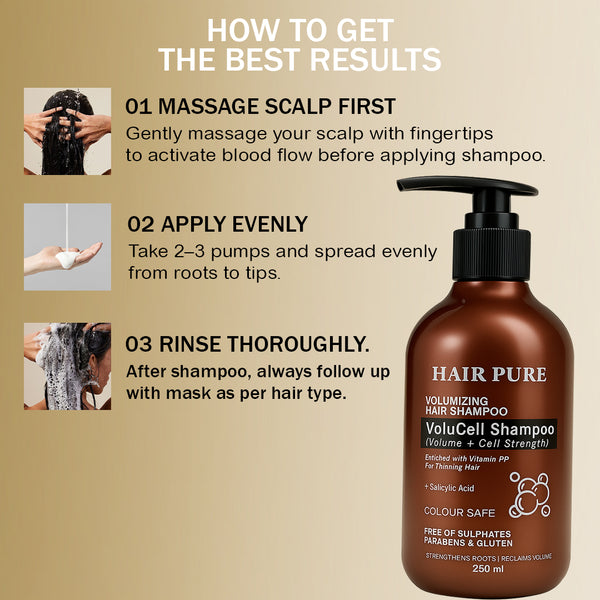 Hair Pure Volumizing VoluCell Shampoo | Volume + Cell Strength Formula